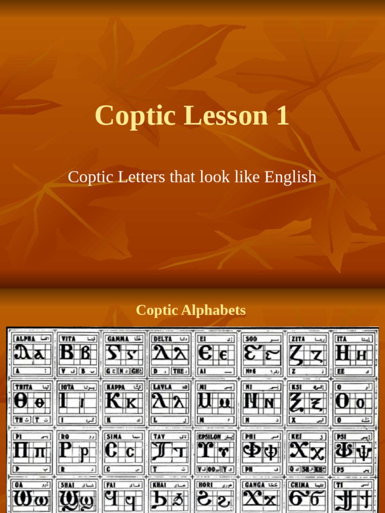 Coptic Lesson 1 - Alphabets | PDF