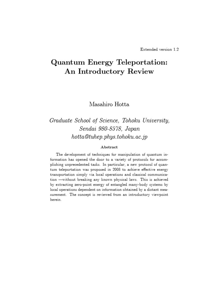 Extended Version Qet Review | PDF | Physics | Theoretical Physics