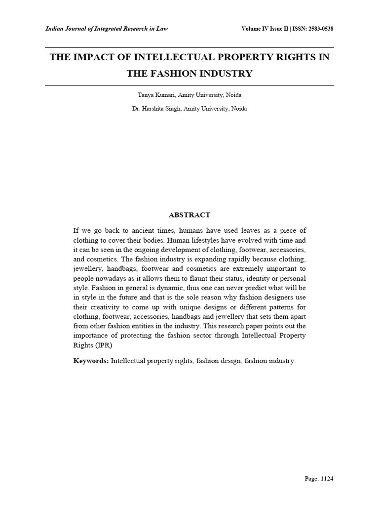 The Impact of Intellectual Property Rights in The Fashion Industry ...