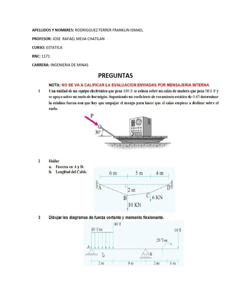 Examen Final Estatica | PDF