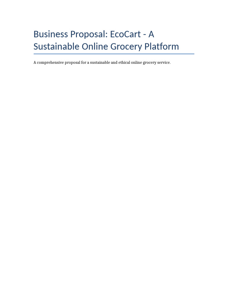 EcoCart Proposal With Visuals | PDF | Business | Economies