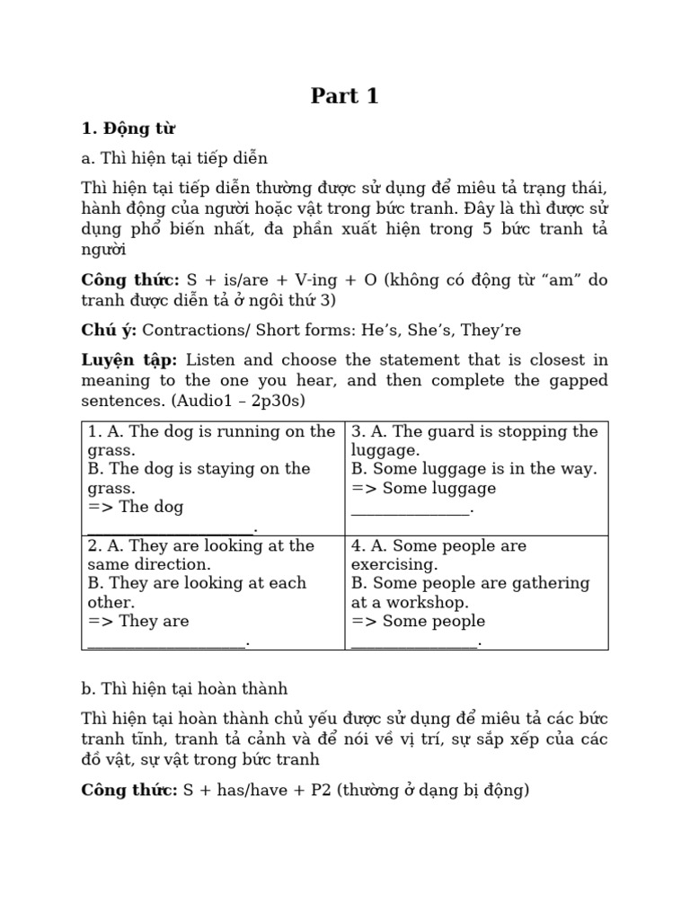 Part 1 TOIEC các điều cần lưu ý | PDF