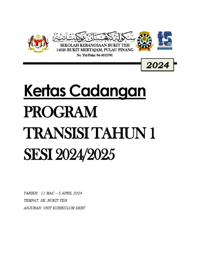 Kertas Cadangan Program Transisi Tahun 1 2024 | PDF
