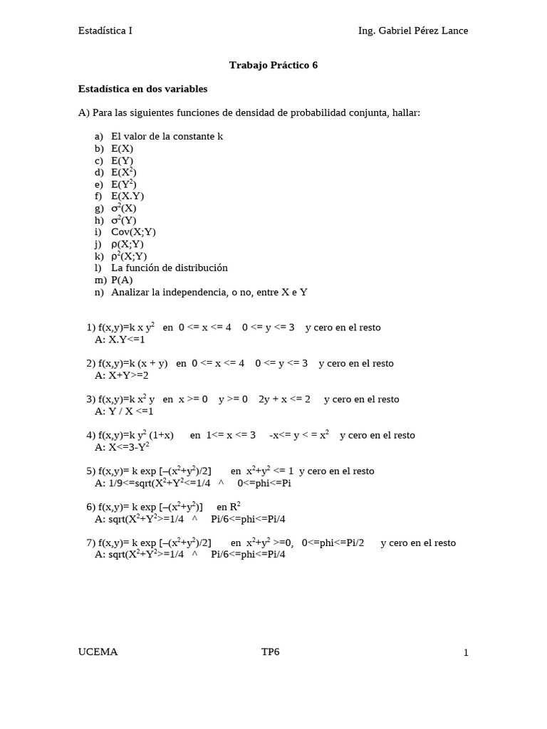 Estad1 tp6 | PDF | Estadísticas | Funciones y mapeos