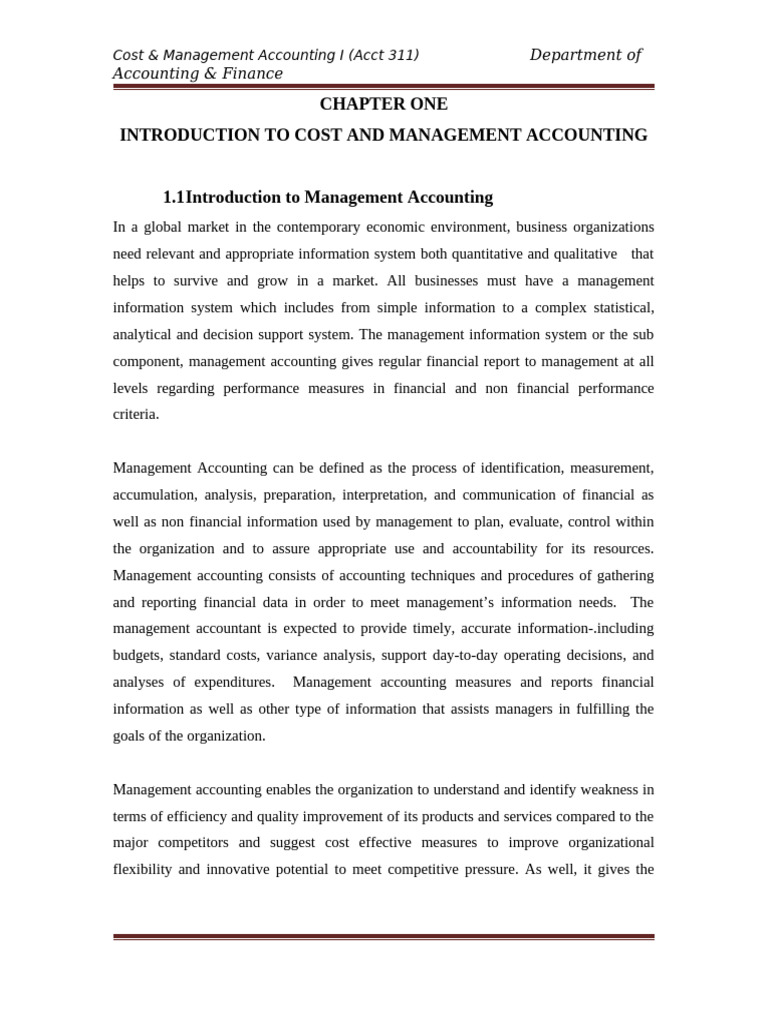 Cost and Management Accounting I - Teaching Material | PDF | Cost Of Goods Sold | Management ...