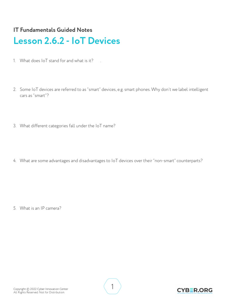 2.6.2 - IoT Devices - Guided Notes | PDF
