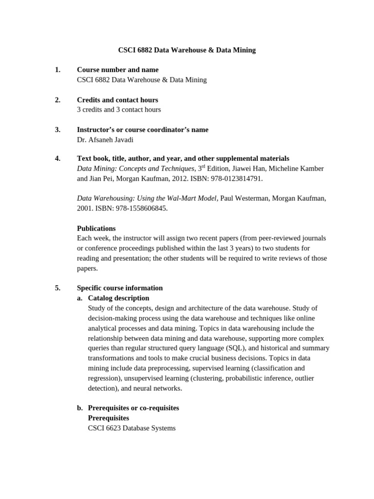 CSCI 6882 - Data Warehouse and Data Mining | PDF | Cluster Analysis | Data Warehouse