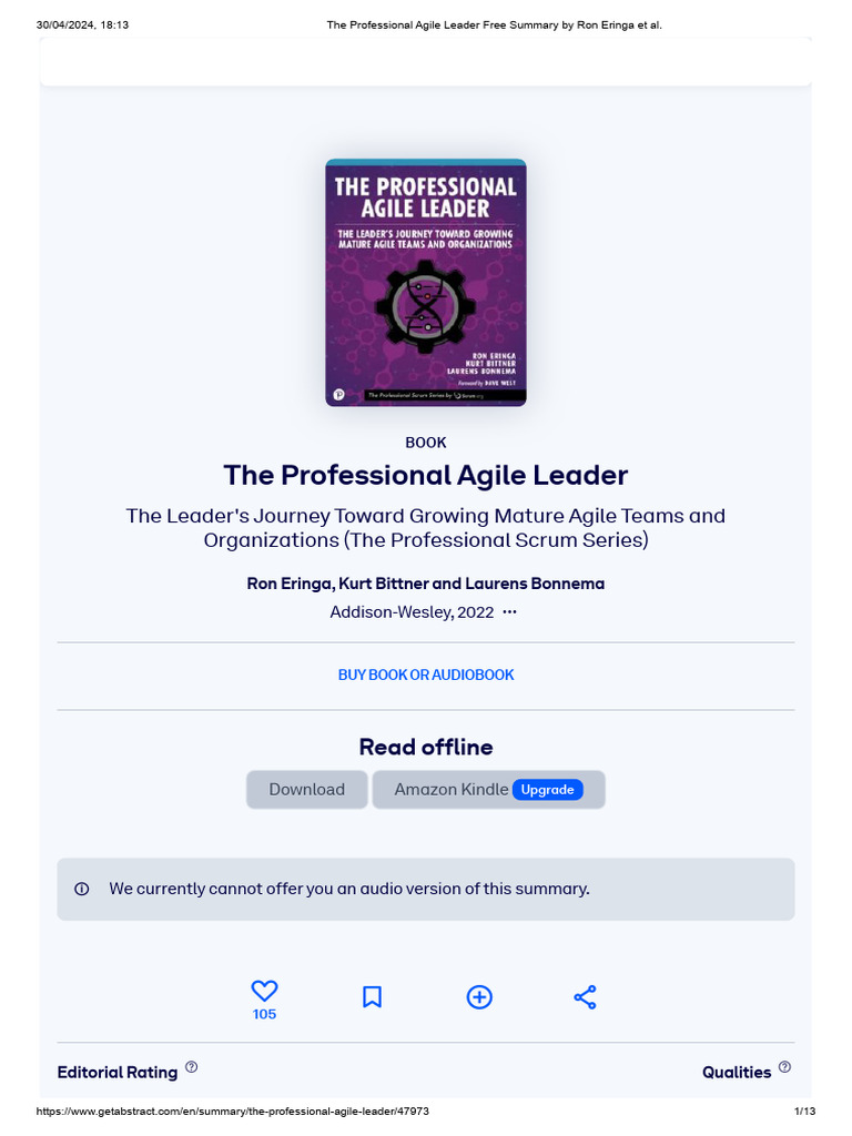 The Professional Agile Leader Free Summary by Ron Eringa Et Al | PDF ...