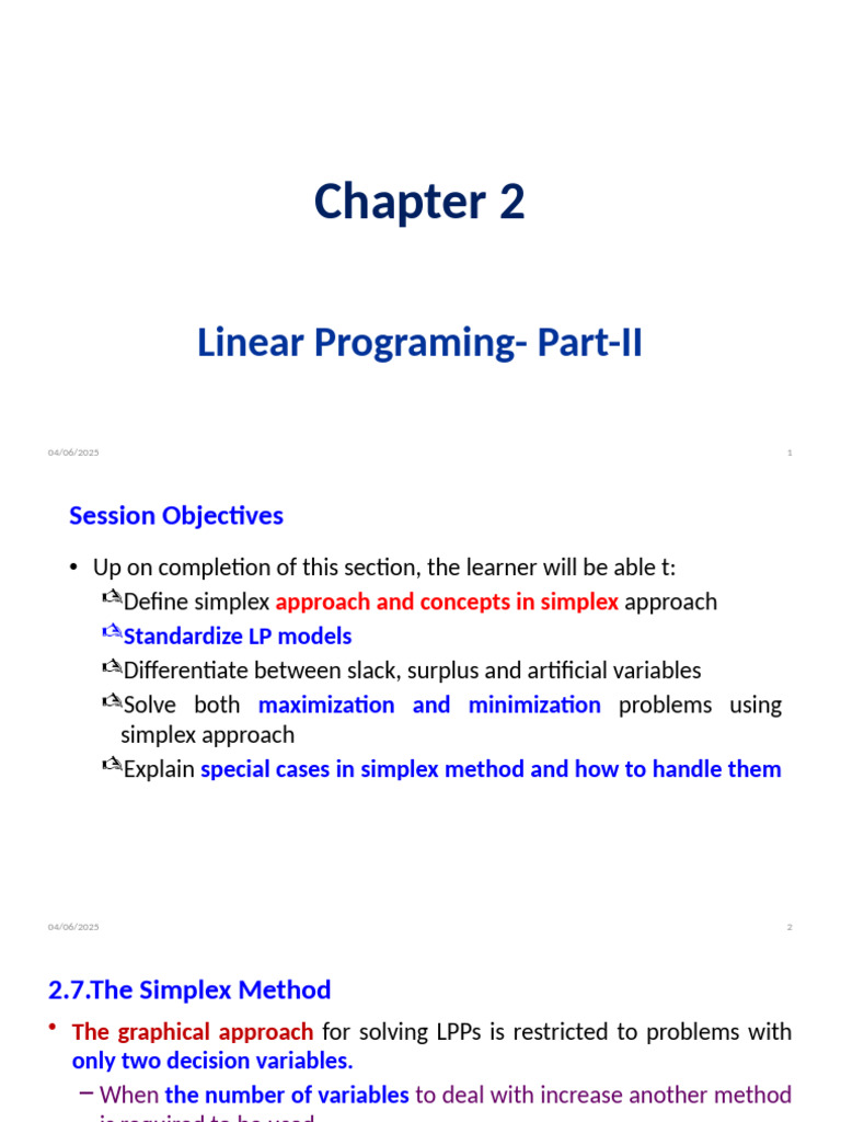 Presentation 2 Part Ii Pdf Mathematical Optimization Linear