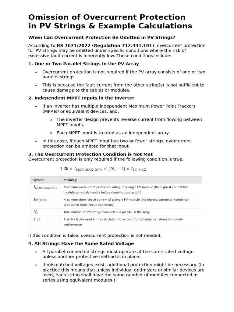 Overcurrent Protection Be Omitted in PV Strings - Copy | PDF | Electric ...