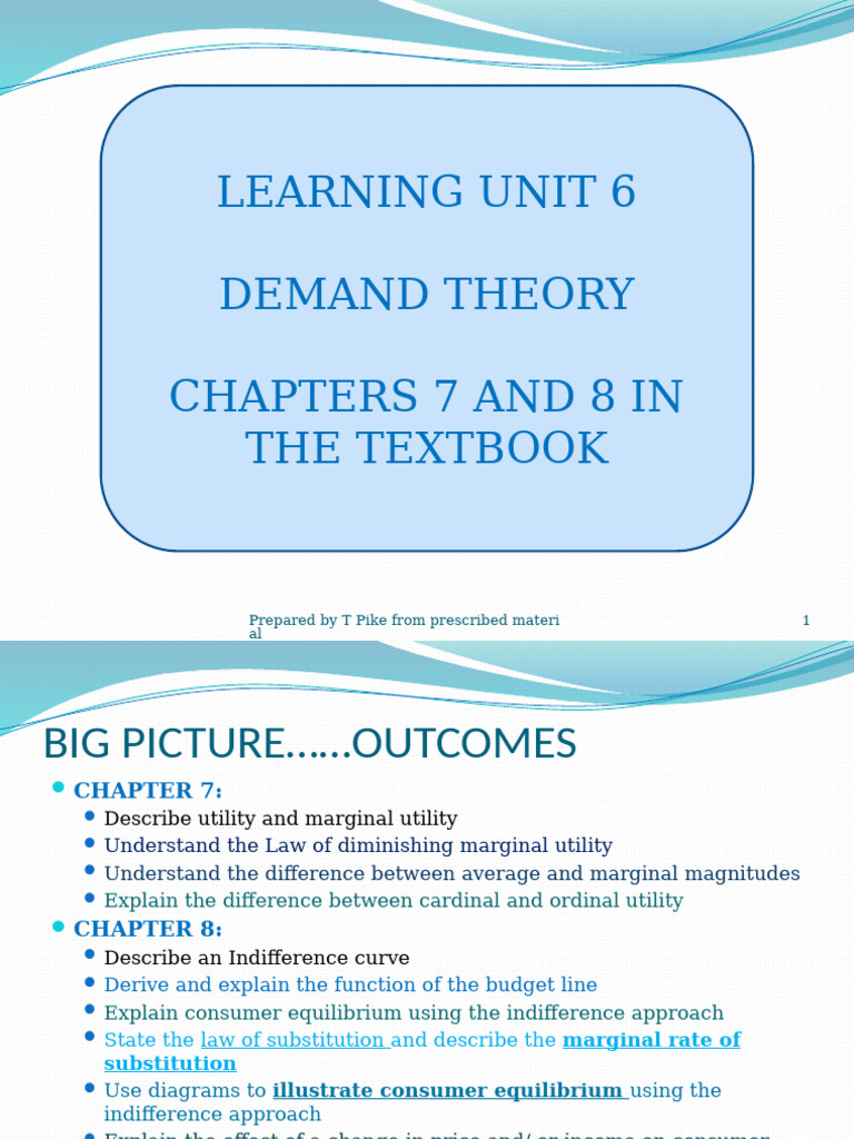 PMIC5111 LU6 Theory of Demand | PDF | Utility | Economies
