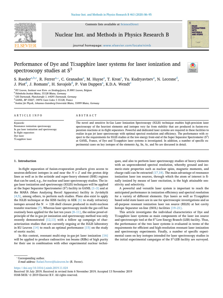 Laser Ionization Techniques for IGLIS | PDF | Laser | Ionization