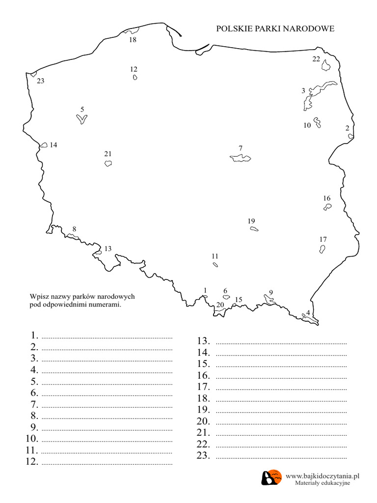 Polska Parki Narodowe Karta Pracy Nazwy | PDF