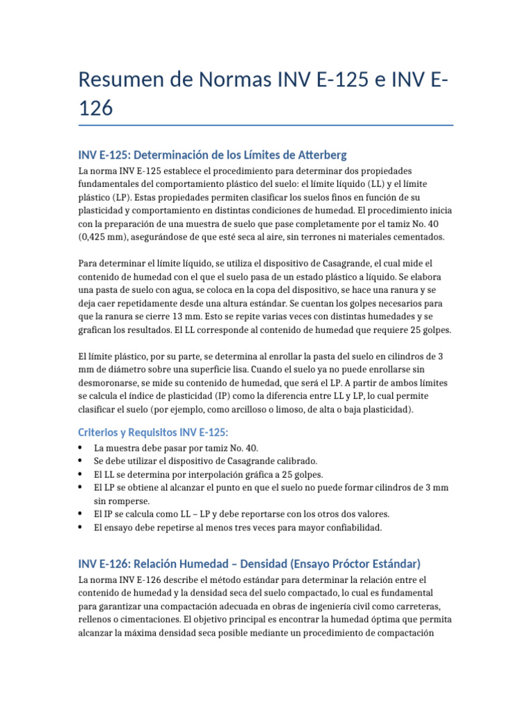 Resumen_INV_E-125_E-126 | PDF | Densidad | Materiales