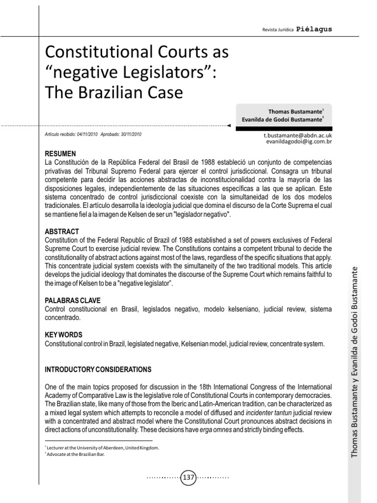 Bustamante Constitutional - Courts - As - Negative - Legisl | PDF | Judicial Review | Precedent