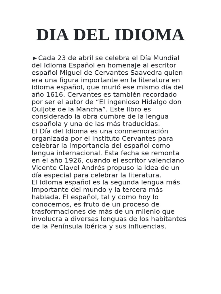 Día Mundial del Idioma Español | PDF