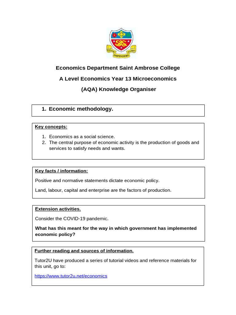 A Level Microeconomics Overview | PDF