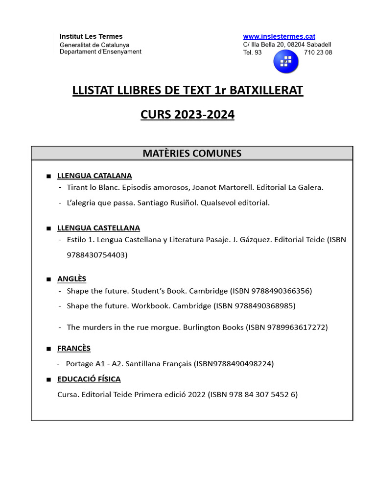 LLIBRES-1r-BATX..docx | PDF