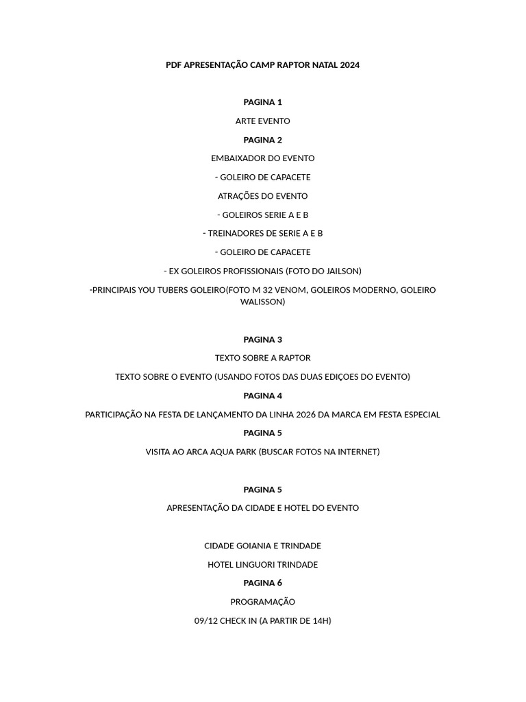 PDF APRESENTAÇÃO CAMP RAPTOR GOIANIA 2025 | PDF