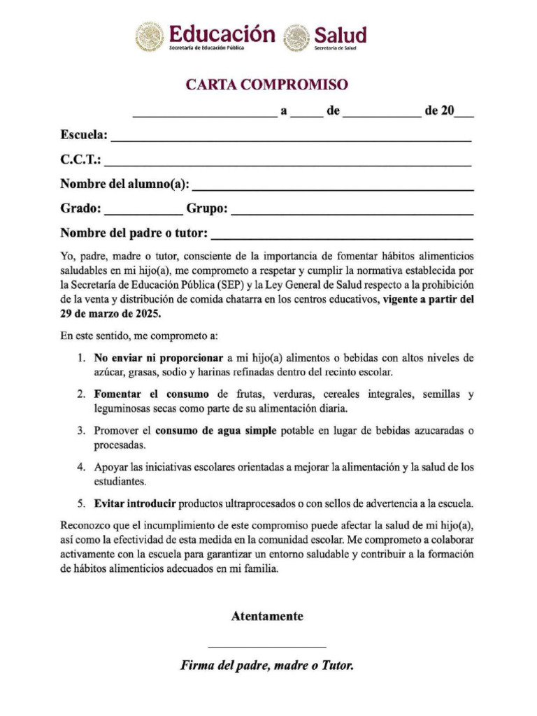 Carta Compromiso | PDF