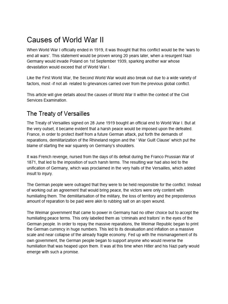 Causes-of-World-War-II | PDF | Nazi Germany | Weimar Republic