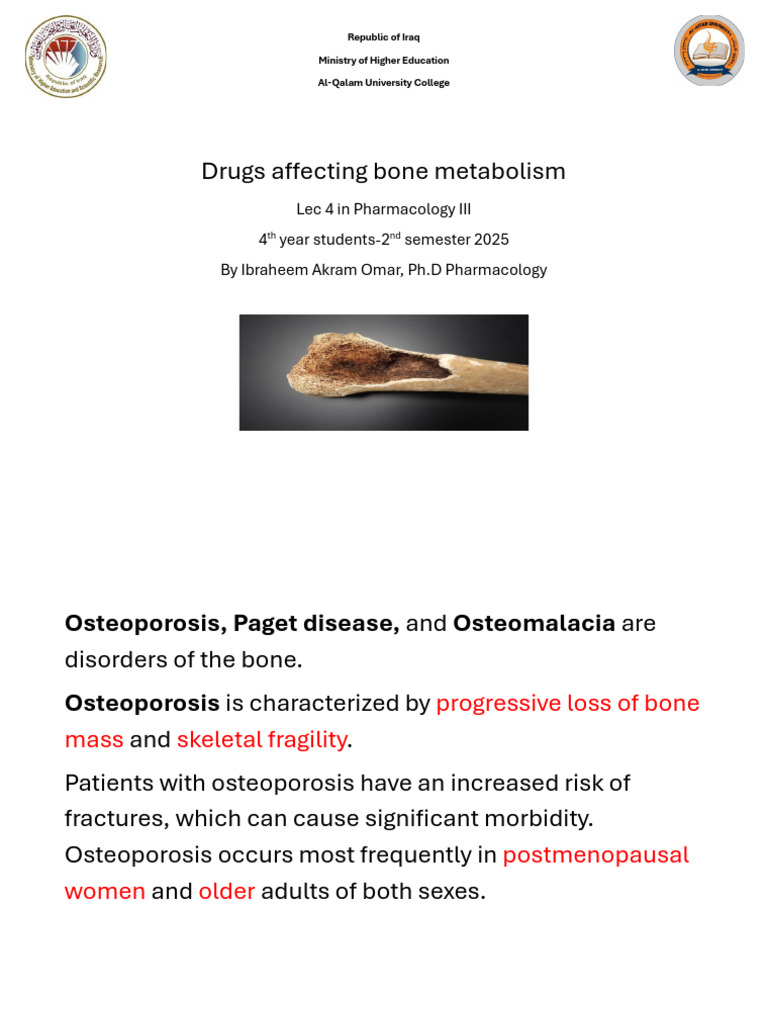004 Drugs affecting bone metabolism | PDF | Osteoporosis | Bone