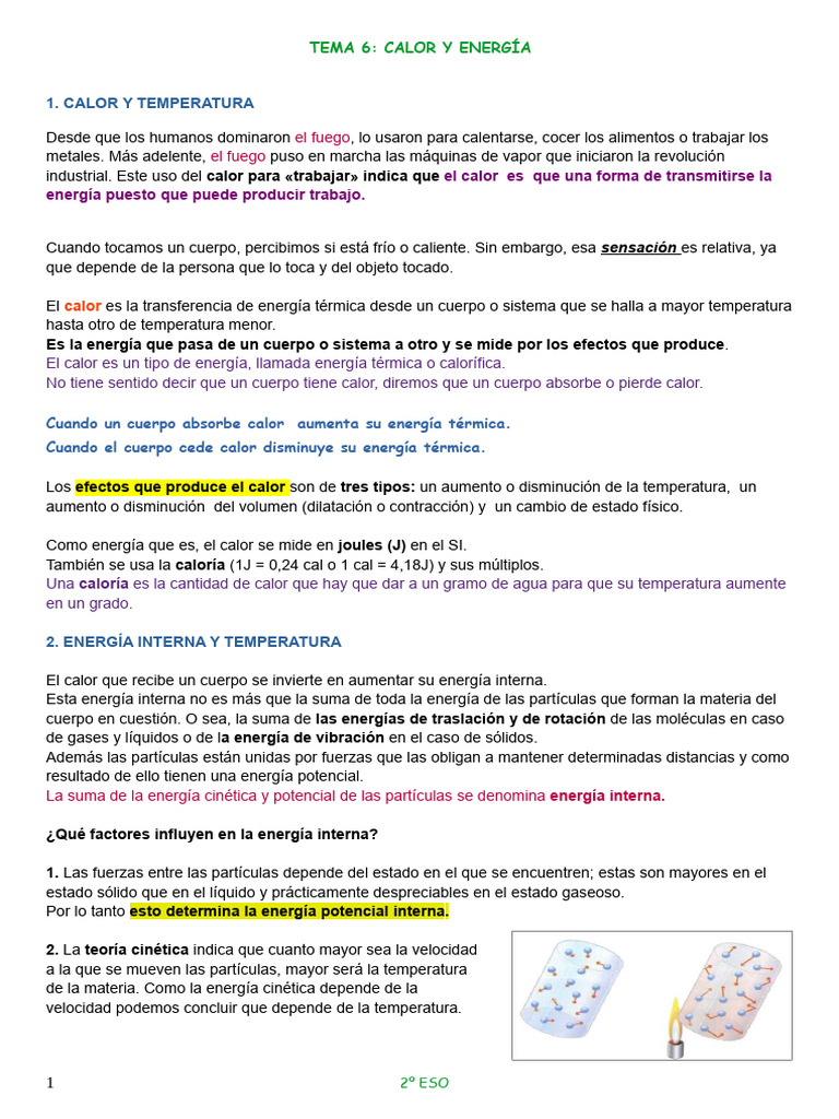 Tema 6 Calor y Energía | PDF | Calor | Temperatura
