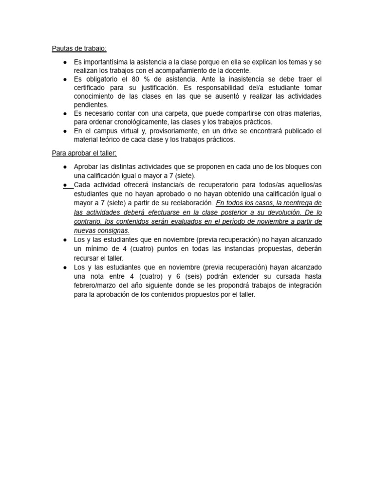 Pautas de trabajo | PDF