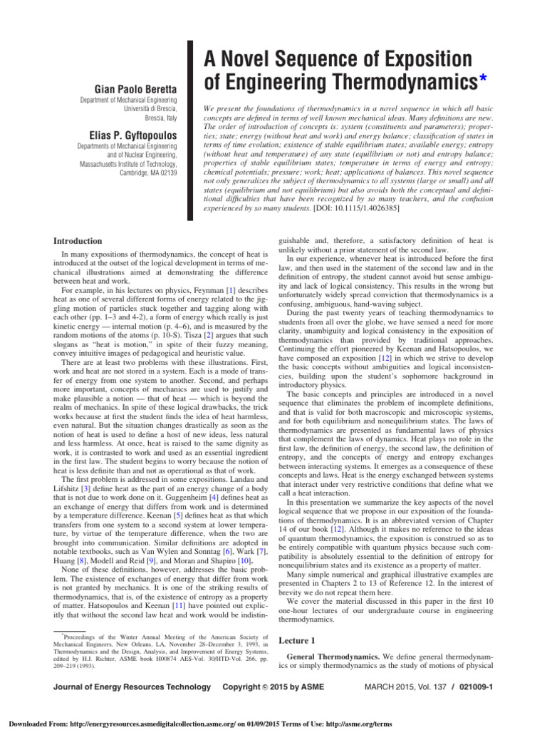 A Novel Sequence of Exposition of Engine | PDF | Heat | Entropy