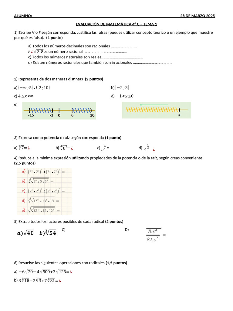 Eva Intervalo y Radicales | PDF | Número racional | Matemáticas