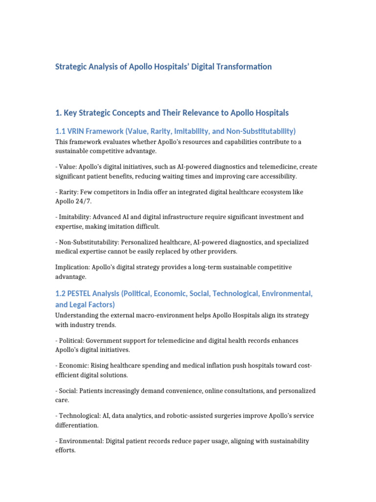 Apollo Hospitals Strategy | PDF | Health Care | Competitive Advantage