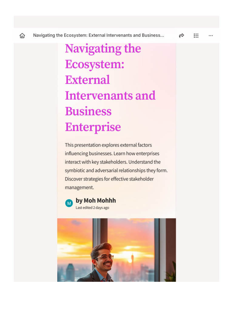 Navigating the Ecosystem- External Intervenants and Business Enterprise ...