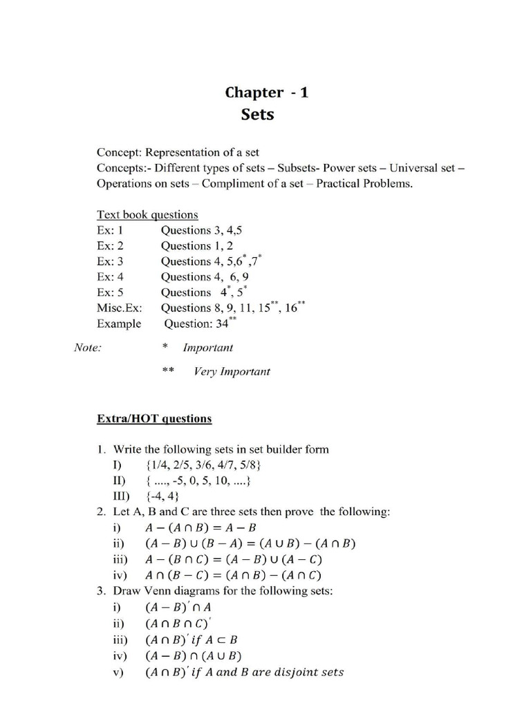 Maths Important NCERT Questions - Sample Questions | PDF