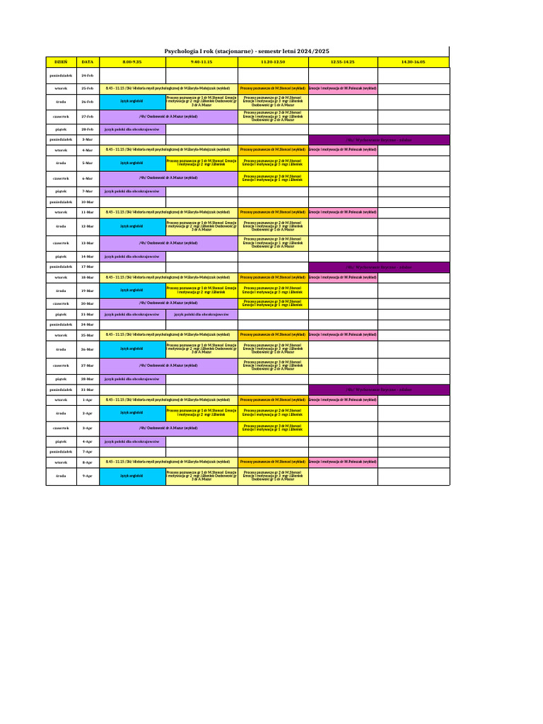 Dzienne Letni 2024.25 | PDF