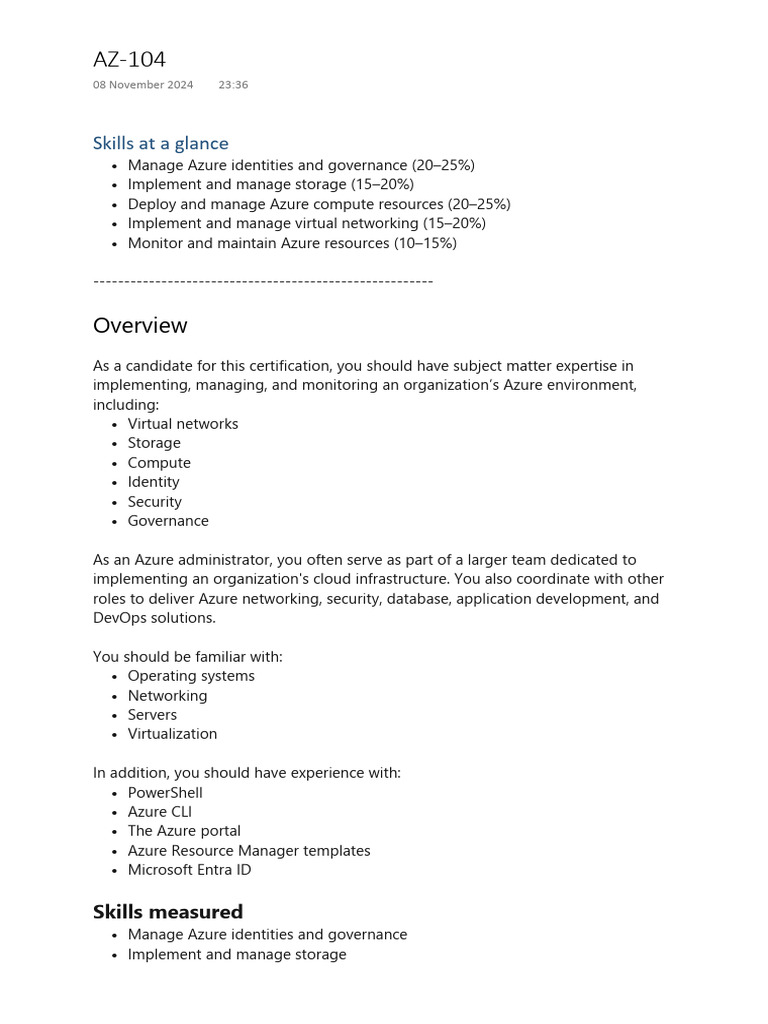 Az 104 | PDF | Microsoft Azure | Command Line Interface