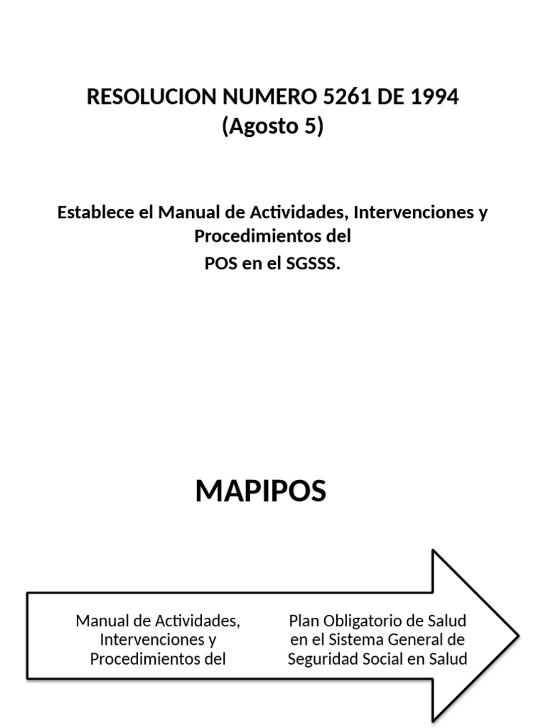 Diapositivas Resolucion Numero 5261 de 1994 3 | PDF | Terapia ...
