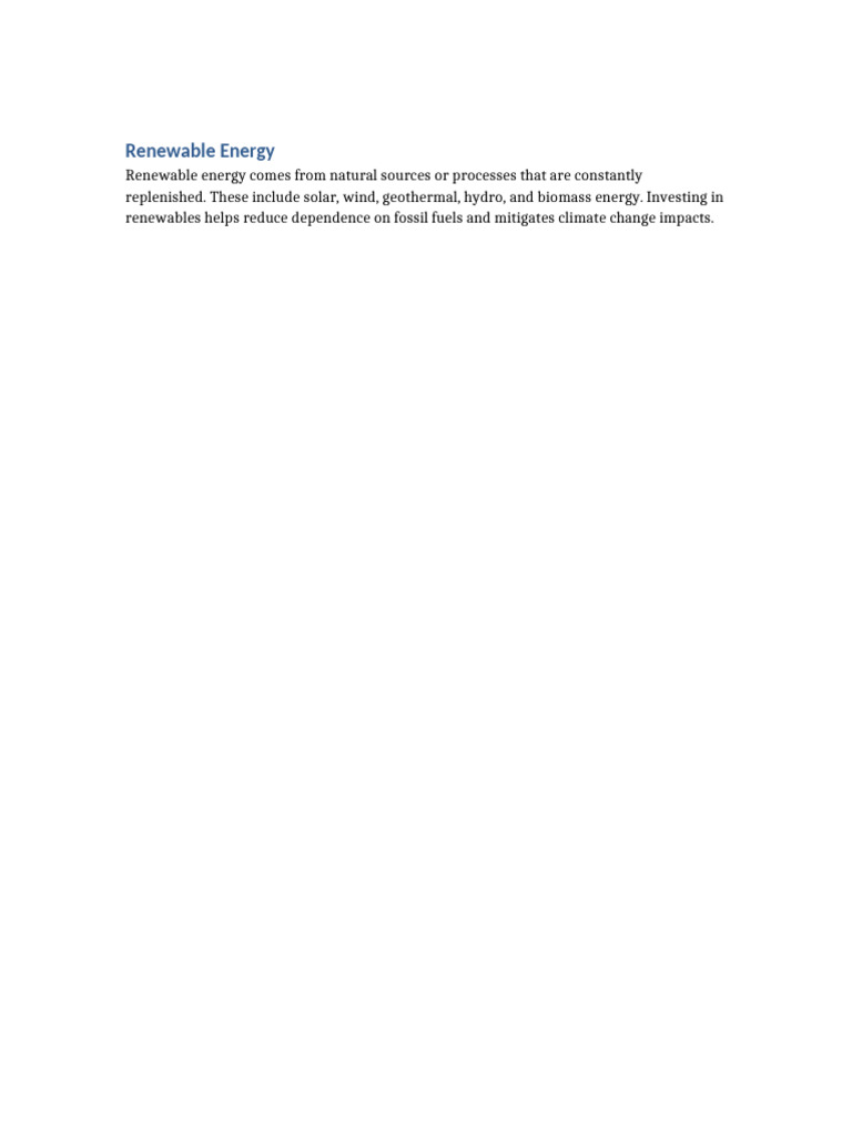 Benefits of Renewable Energy Sources | PDF
