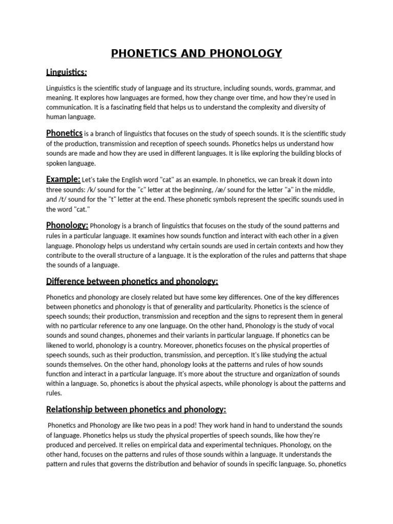 Phonetics and Phonology (Introduction) | PDF | Phonology | Phonetics