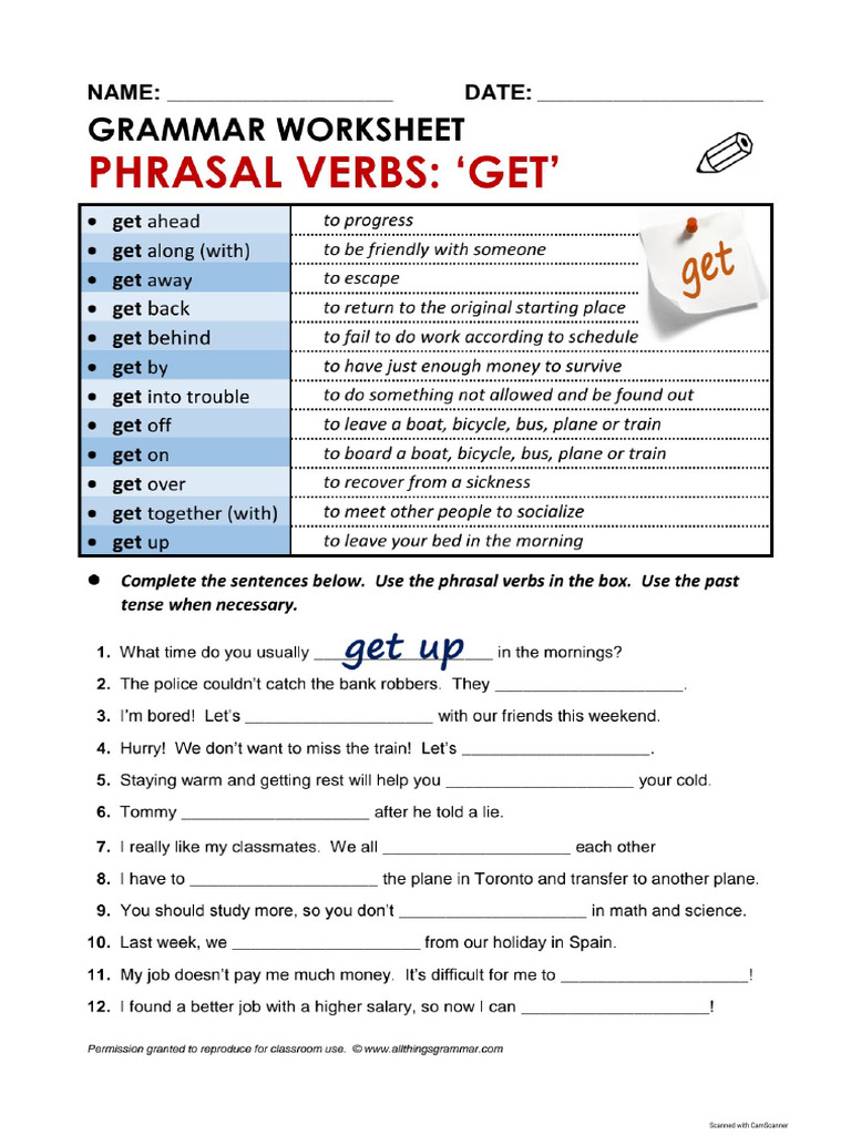 Phrasal Verbs With Get | PDF