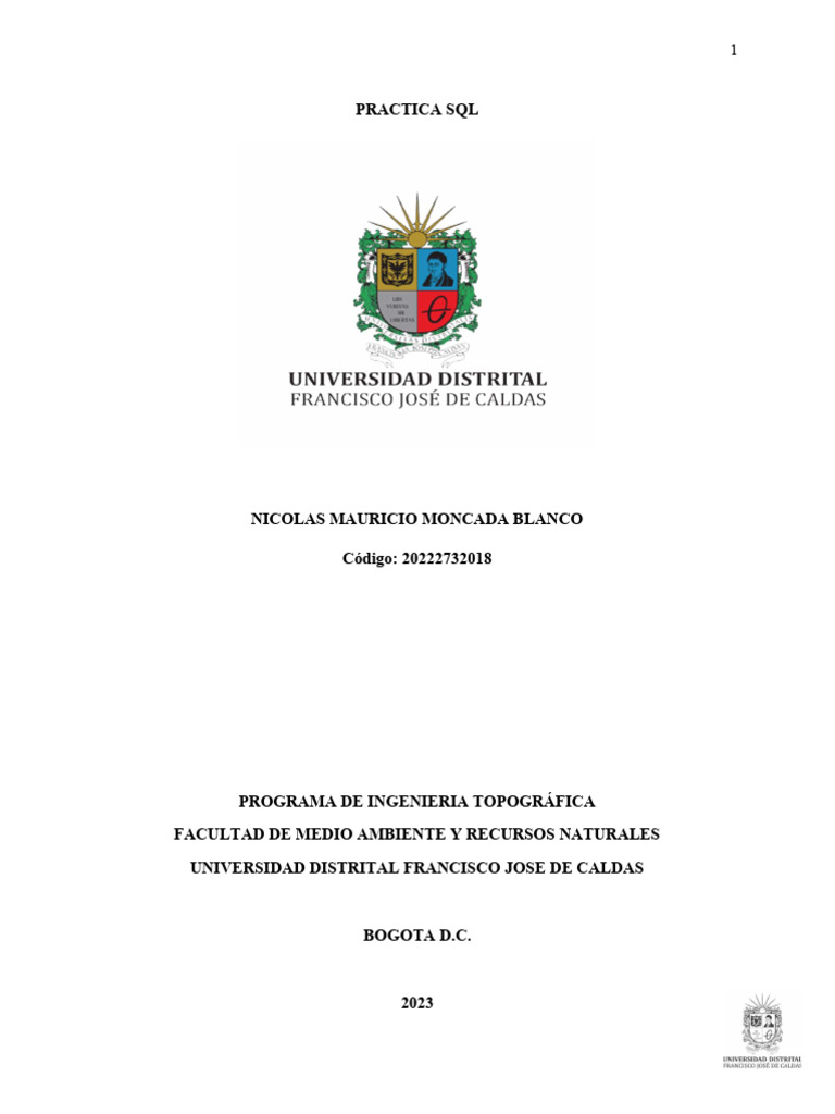 SQL-Nicolas Moncada 20222732018 | PDF | Software | Bases de datos