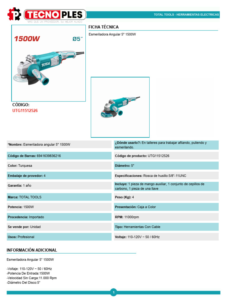 Ficha Tecnica Pulidora Total | PDF