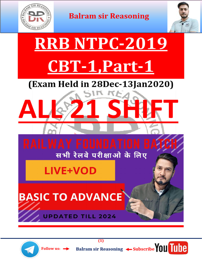 RRB NTPC 2019 CBT-1 Part 1 | PDF