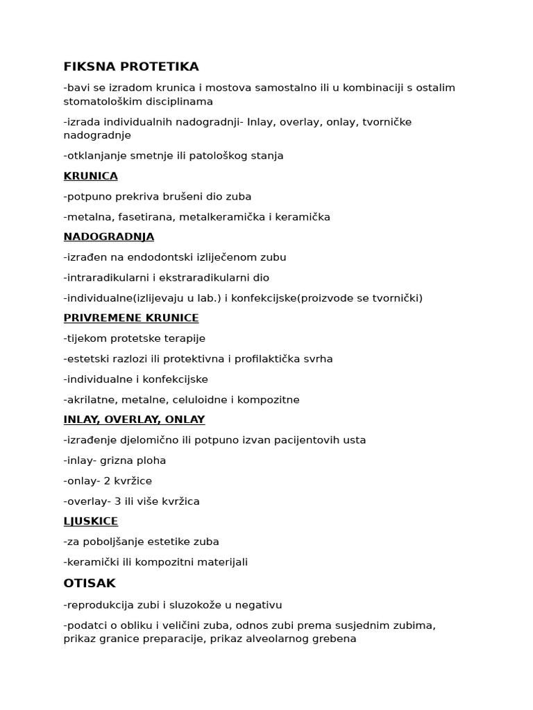 Fiksna Protetika | PDF