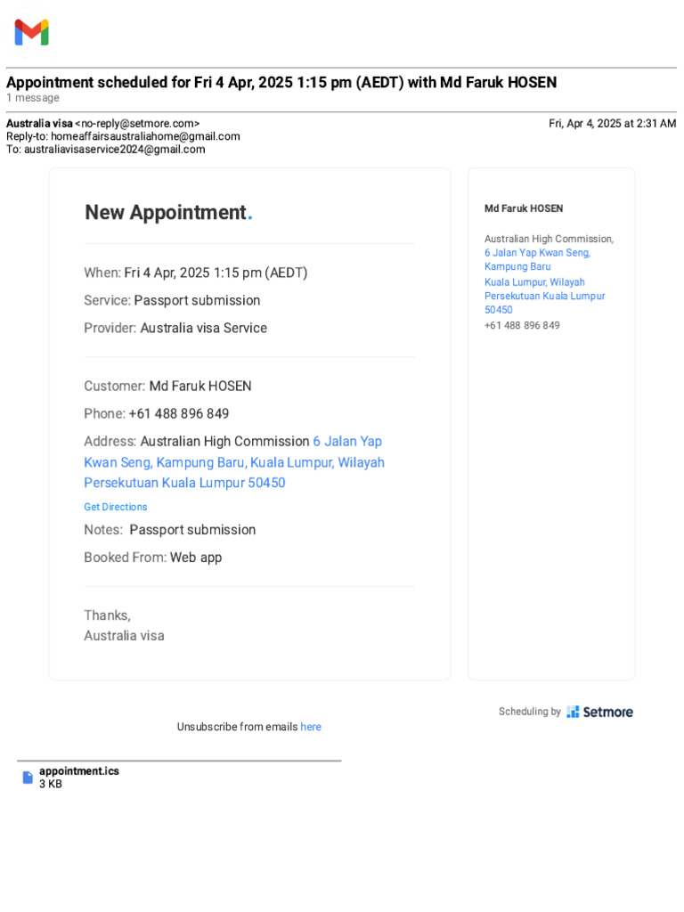 Gmail - Appointment Scheduled for Fri 4 Apr, 2025 1_15 Pm (AEDT) With Md Faruk HOSEN | PDF