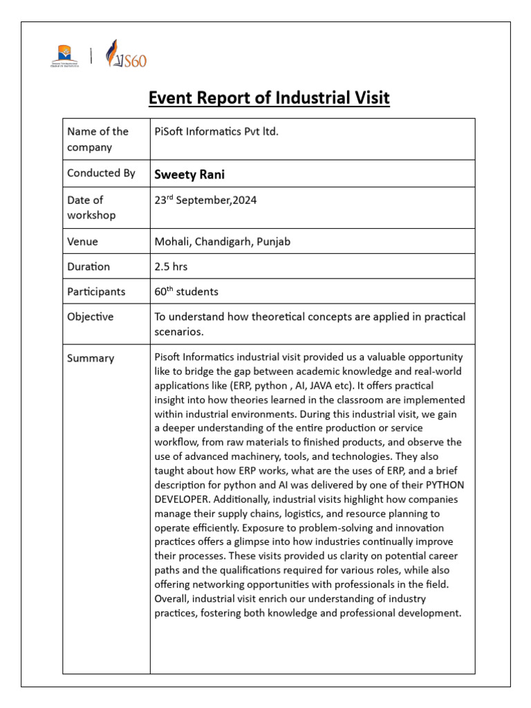 Industrial Visit Report | PDF
