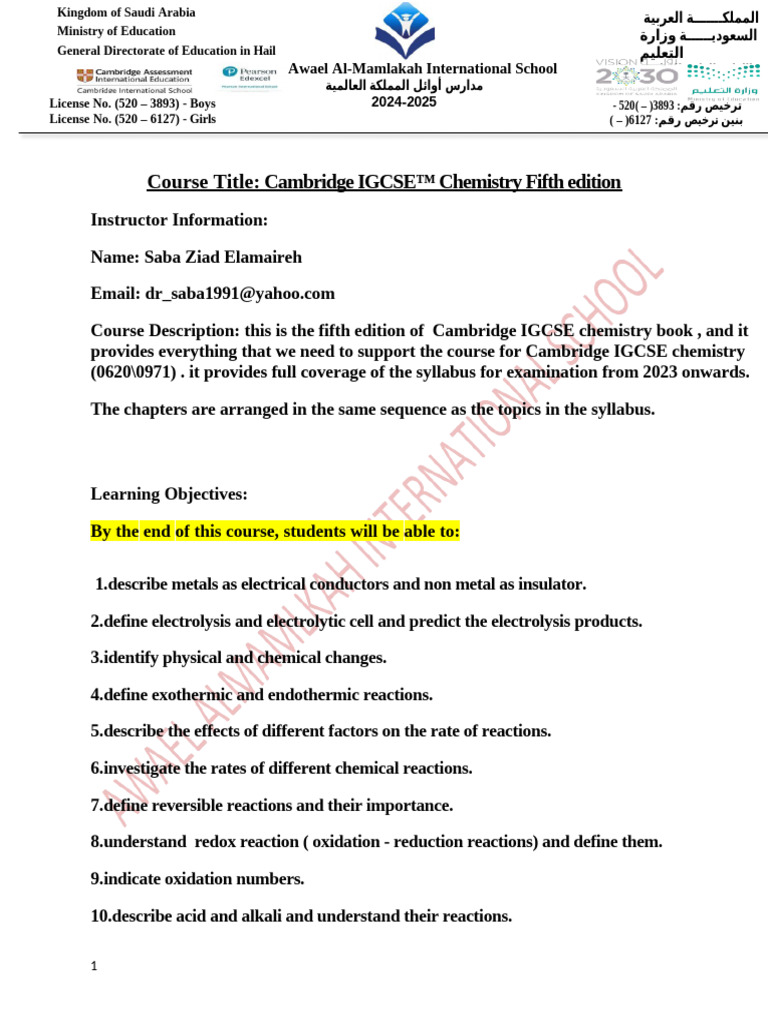 SYLLABUS FORM 2n Term 2024-2025.docx Grade 9 | PDF | Chemical Reactions ...