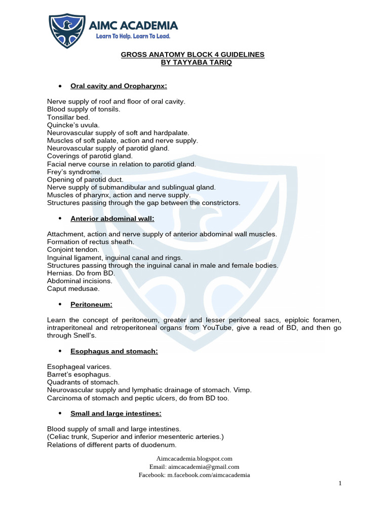 AIMC Aademia Block-4 Gross Guidelines | PDF | Peritoneum | Stomach