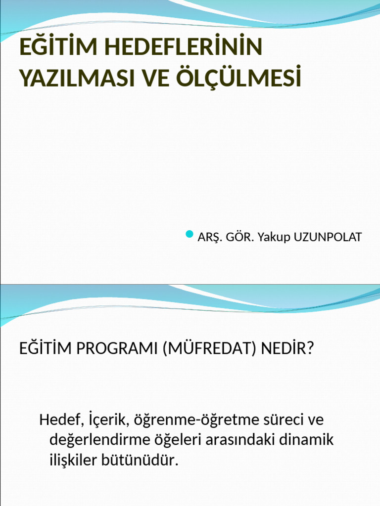 Egitim Hedeflerinin Yazilmasi Ve Olculmesi | PDF