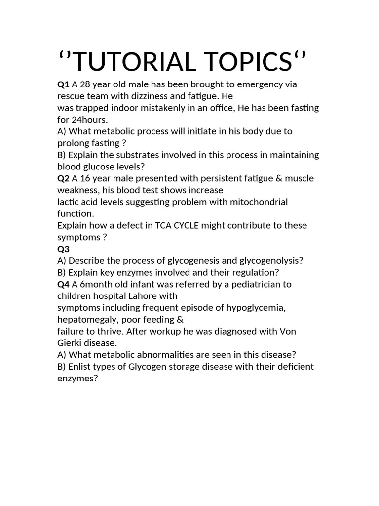 Tutorial Topics Week 4 | PDF