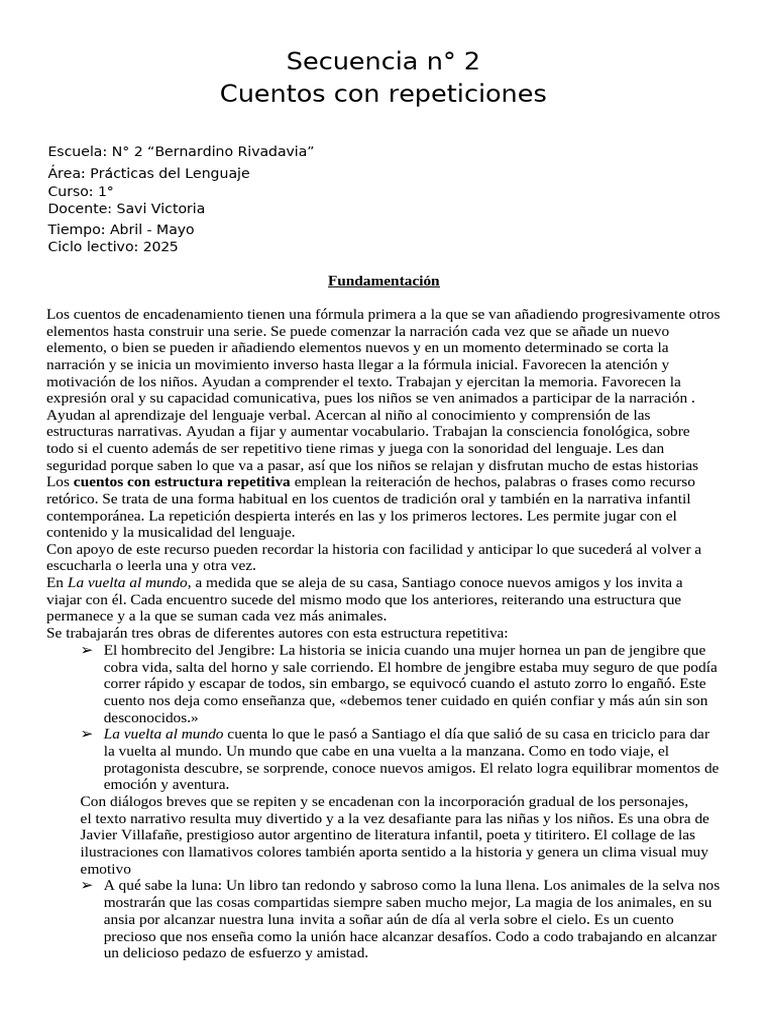 Secuencia Cuentos Con Repeticiones | PDF | Narración | Cuentos